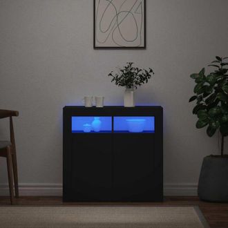 vidaXL Sideboard mit LED-Leuchten Schwarz 80x35x75 cm - Vidaxl