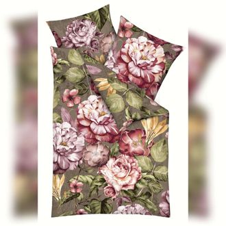 Kaeppel Mako-Satin Bettw&auml;sche Serena Oliv 1 Bettbezug 155 x 220 cm + 1 Kissenbezug 80 x 80 cm