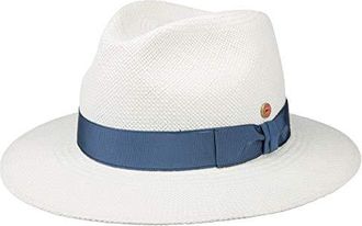 Mayser Chapeau Menton Paille Panama Femme/Homme - Made in The EU Protection UV de Soleil avec Ruban Gros Grain Ete Printemps-ete - 59 cm Blanc Creme