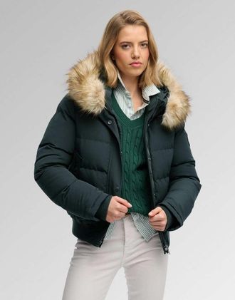 Superdry Everest Bomberjacke mit Kapuze-Gr&uuml;n