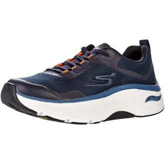 Skechers Herren Max Cushioning Arch Fit - Athletic Workout Running Walking Schuhe mit Luftgekühltem Schaumstoff Sneaker, Marineblau/Orange, 42.5 EU X-Weit