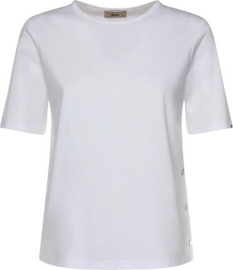 Herno Femme, Tops, Blanc, Taille: 40 FR T-shirt avec fente lat&eacute;rale