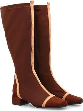 Shoes & Blues Bottines hautes avec fermeture éclair. Talon carré confortable. Imprimé bicolore. Idéal pour lhiver automne., café, 38 EU