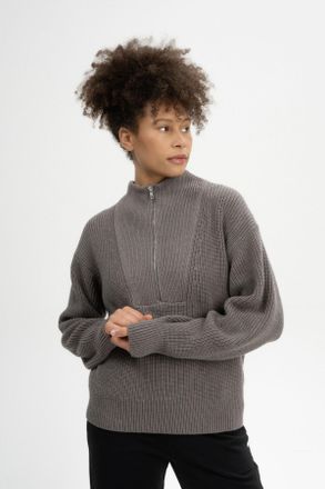 Mela Damen vegan Strickpullover Troyer Kimaya B&auml;r Meliert