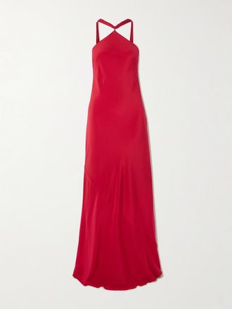 Cult Gaia Phoebe Neckholder-maxikleid Aus Seidenchiffon - Rot