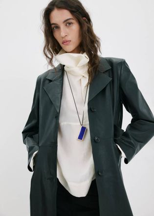 Mango Collier pendentif pi&egrave;ce m&eacute;tallique bleu - Femme - Taille unique - MANGO