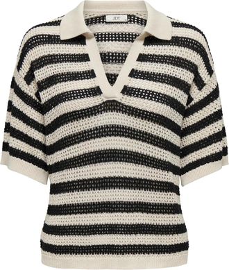 Jacqueline de Yong JdY Damen Jdytikka S/S Collar KNT Strickpullover, Birch, XS EU
