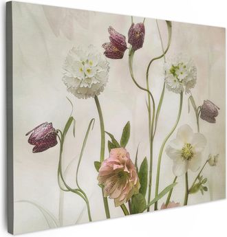 MuchoWow © Leinwandbild 40x30 cm Dekoration Wohnzimmer Vintage Bilder Aufhängen Wall Decoration Living Room Wohnungs Deko Moderne Blumen - Frühling - Garten - 