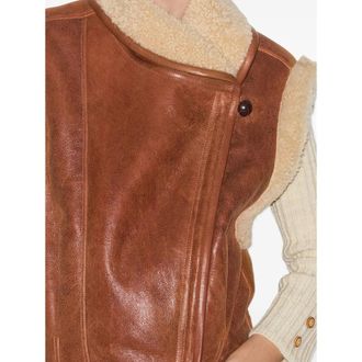 Isabel Marant Shawl-Lapel Fur-Trimmed Vest - Brown