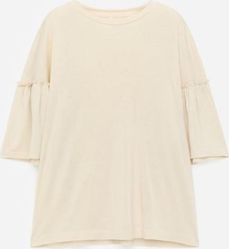 Arket T-Shirt Mit Volant&auml;rmeln -Wei&szlig;