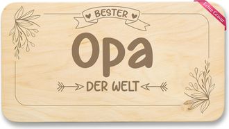 Shirtracer Frühstücksbrettchen Holz Natur - Frühstücksbrett - Bester Opa der Welt Geschenk Opi Geschenkidee Weihnachten I Geburtstag - 22x12 - Holz - geschenke f