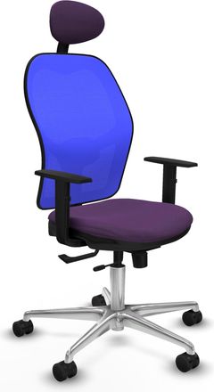 Piqueras y Crespo B&uuml;rostuhl mit 1D-Armen, h&ouml;henverstellbare Lendenwirbelst&uuml;tze und festes Kopfteil, ausgestattet mit Syncro/Traslack und injiziertem Schaumstoff, Blau/V