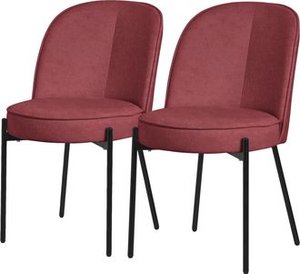 ML Design ML-Design Esszimmerstühle 2er Set, Rot, Küchenstühle mit Stoffbezug und Metallbeinen, Wohnzimmerstuhl mit Rückenlehne, Polsterstühle für Esszimmer & K