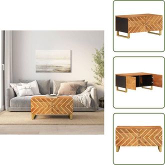vidaXL The Living Store - Couchtisch Braun und Schwarz 80x50x40 cm Massivholz Mango - Couchtisch - Wohnzimmerstil - Mangoholz - Sideboard - tv Stand