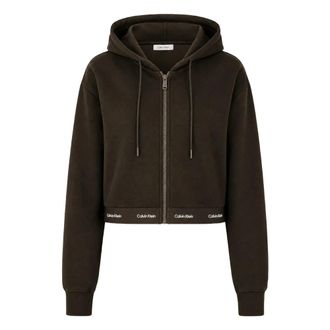 Calvin Klein Jeans SweaT-shirt &agrave; capuche en molleton LS - Femme - Sweatshirts et sweats &agrave; capuche - Brun - Taille: 40 FR