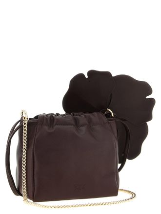 Pinko Flower Leather Clutch - Brown