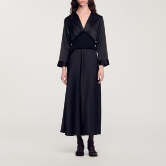 Sandro Robe longue satin&eacute;e
