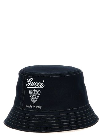 Gucci Coat of Arms Print Bucket Hat - Black