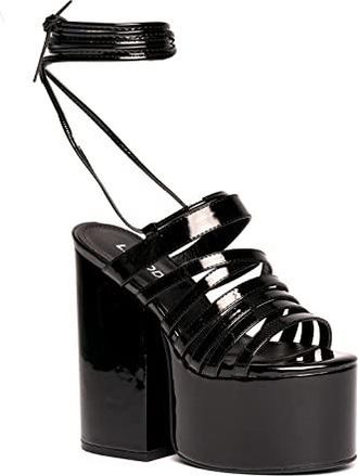 Lamoda Femme Nice Try Chaussures de Court, Imprimé Noir, 40 EU