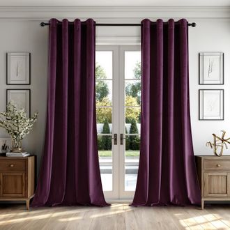 Miulee Dunkellila Samtvorhang Ösen 2er Set 140X280, Blickdichte Vorhänge Samt für Deko Schlafzimmer Wohnzimmer, Sehr Weicher Vorhang Verdunkelung Velvet Curt