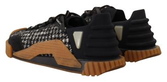 Dolce & Gabbana Mens Black White Fabric Lace Up Ns1 Sneakers