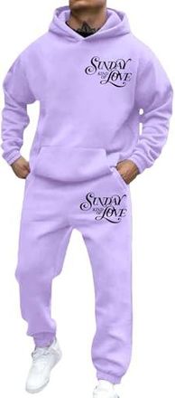 Generic Y2K Surv&ecirc;tement 2 pi&egrave;ces pour homme avec sweat &agrave; capuche et pantalon de jogging imprim&eacute; Surv&ecirc;tement respirant Activewear Tracksuit avec fermetures &eacute;cl