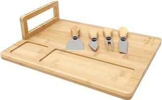 COOK CONCEPT KA0667, Käsebrett aus Bambus mit 4 Messern, Elegantes und praktisches Design, ideal für Abendessen und Veranstaltungen, leicht zu reinigen, braun, 36x