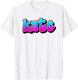 BDAZ Kate Graffiti Personalisierter Name Blau Rosa Frauen M&auml;dchen T-Shirt
