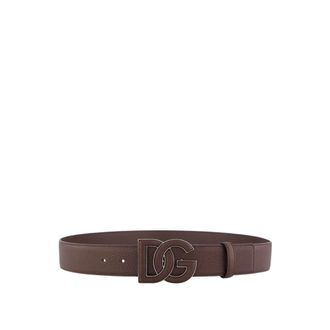 Dolce & Gabbana Brauner Hirschleder-Print G&uuml;rtel mit DG-Logo-Schnalle - - Accessories - Herren - Braun - 110 CM