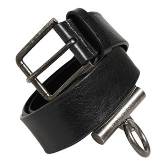 Dolce & Gabbana unisex, Accessoires, Noir, Taille: ONE Size Ceinture en cuir &agrave; anneaux lat&eacute;raux et boucle en laiton