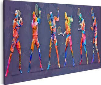 Islandburner Bild auf Leinwand Bunte Tennis Silhouetten auf dunklem Hintergrund Bilder Wandbilder Poster