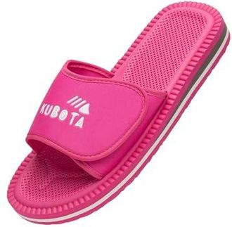 Kubota Claquettes à scratch Femme - Sandales été - Claquettes avec fermeture auto-agrippante - Chaussures pour piscine et plage - Chaussons - Rose - 40