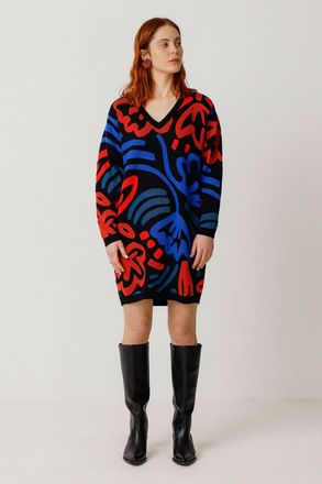 SKFK Damen vegan Strickkleid Aiza Mehrfarbig