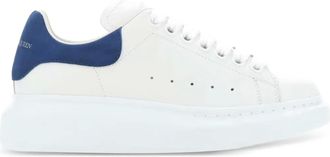 Alexander McQueen blue-detail leather sneakers - Wei&szlig;