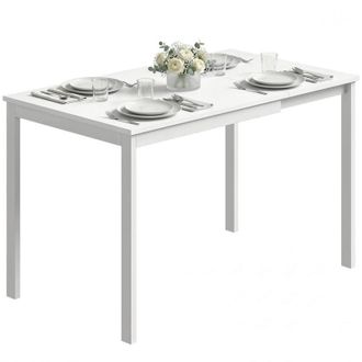 HOMCOM Table &agrave; manger extensible - HOMCOM - 4 &agrave; 6 personnes - extension coulissante - pieds en acier - MDF - 80-120cm - blanc