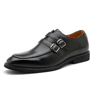 Generic Mocassins Silp On habillés pour homme avec double boucle et sangle moine - Mode confortable - Chaussures décontractées pour homme, Noir, 41 1/3 EU