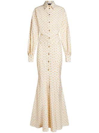 Etro robe longue à motif en jacquard - Blanc