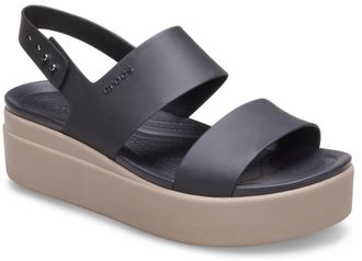 Crocs Keilsandalette CROCS Brooklyn Low Wedge, Damen, Gr. 41, schwarz (schwarz, mushroom), Croslite, Schuhe, Sommerschuh, Sandale, Keilabsatz, mit modischer