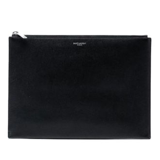 Saint Laurent Sac pochette en cuir Pre-owned - Femme - Pre-owned - Noir - Taille: ONE Size