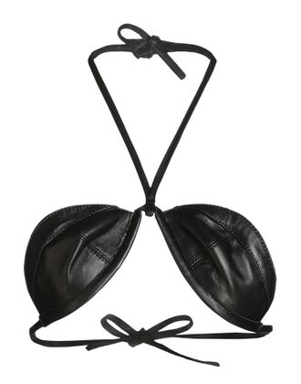 8 by YOOX LEATHER HALTER-NECK UNDERWIRE BRA