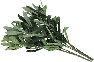 Exceart Branche Artificielle DOlivier 4 Branches Feuilles Vertes Simul&eacute;es en PVC 16.5 X 11.8 Pouces pour D&eacute;coration De Table Mariage Et Int&eacute;rieur