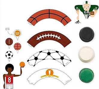 Decora Cupcakes, Plektren und Wrappers Sport-Set, Mehrfarbig, 36