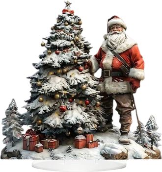 Generic Ornamente des Weihnachtsmanns aus Acryl - Dekoration für 2D-Weihnachtsfiguren, wasserdichte Ausstellung, kreative Weihnachtsdekorationen für den Tisch