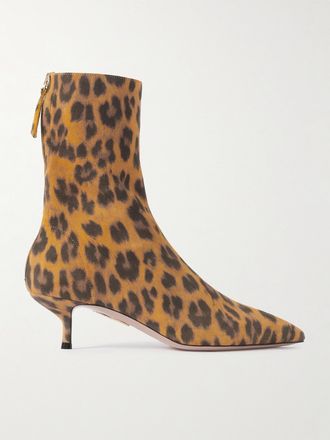 Aquazzura Montmartre 50 Stiefel Aus Veloursleder Mit Leopardenprint - Animal-Print