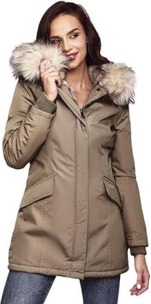 Navahoo Parka dhiver chaude en fausse fourrure de qualit&eacute; sup&eacute;rieure B669, Taupe/gris, L