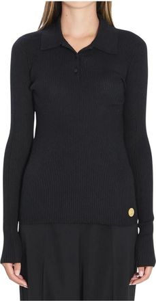 Dolce & Gabbana Femme, Tops, Noir, Taille: 36 FR Polo en maille c&ocirc;tel&eacute;e