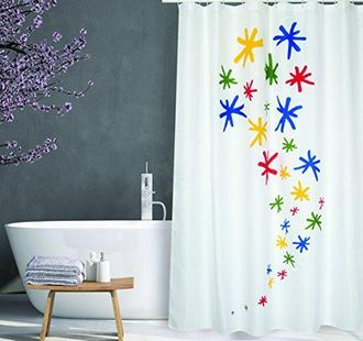 MSV Cotexsa by Premium Anti-Schimmel Textil Duschvorhang - Anti-Bakteriell, waschbar, 100% wasserdicht, mit 12 Duschvorhangringen - Polyester, Orion Wei&szlig; 