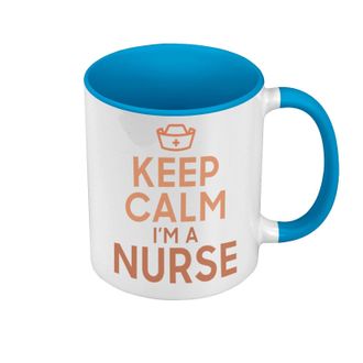 Fabulous Tasse, Farbe Premium Qualität, Blau - Keep Calm Im a Nurse Parodie Beruf Job Krankenschwester - Tasse mit Henkel und farbigem Innenfutter