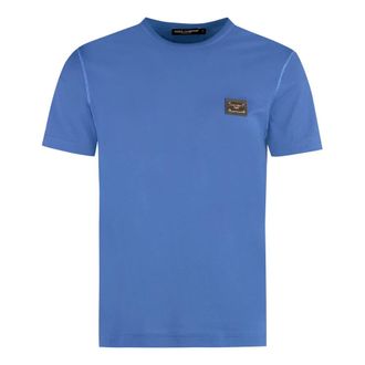 Dolce & Gabbana Cotton Rundhals-T-Shirt - - Tops - Herren - Blau - S