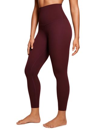 CRZ YOGA Butterluxe Damen Yoga Leggings Super High Waist Sportleggings Komfortable Sporthose Yogahose - 64cm Roter Merlot 36
